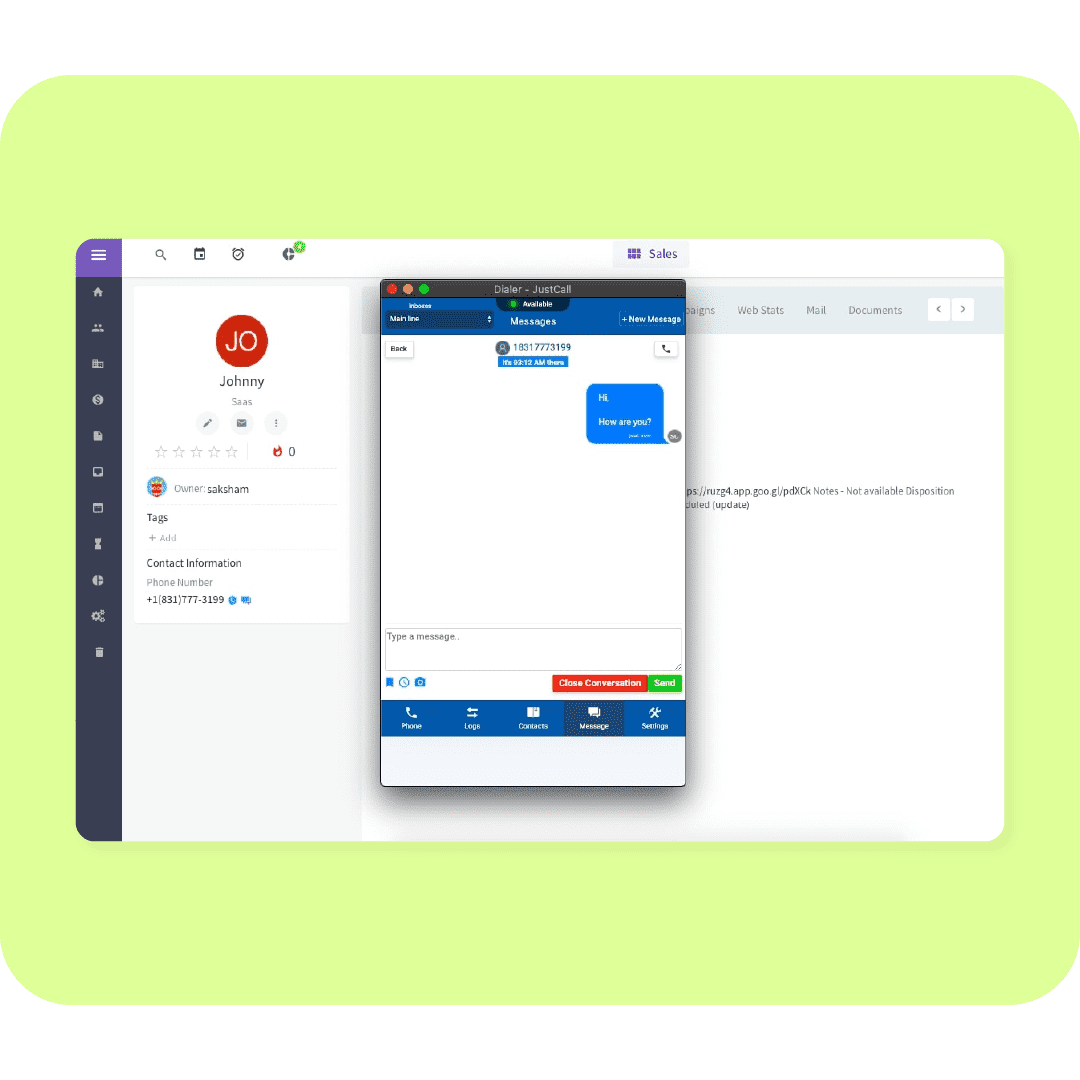 Integrate Phone Calls with Agile CRM | JustCall.io