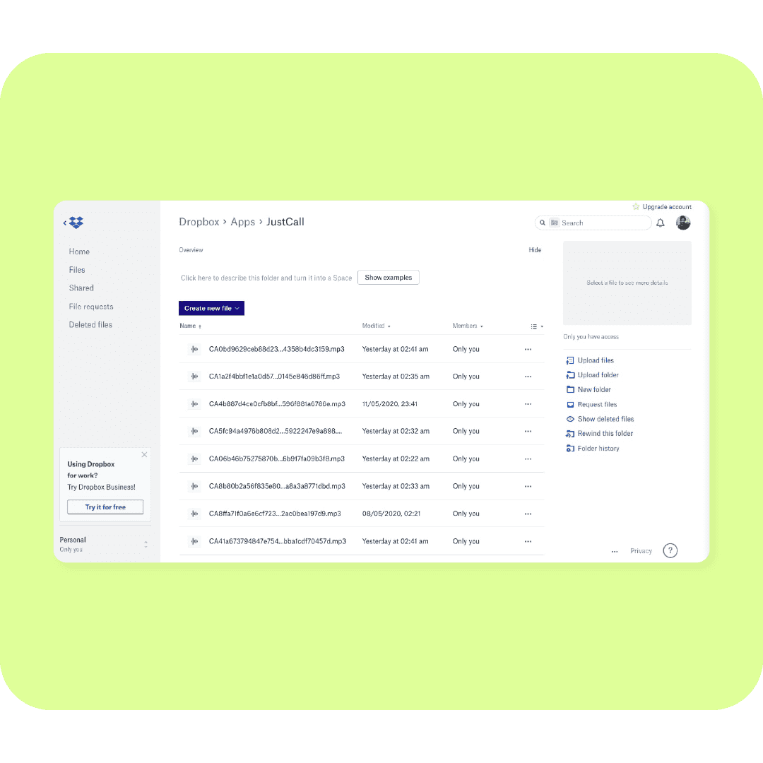 JustCall-Dropbox Integration: Maximize Your Productivity