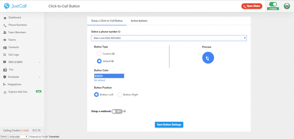 Add Click To Call & Request Call Back Button on your website | JustCall